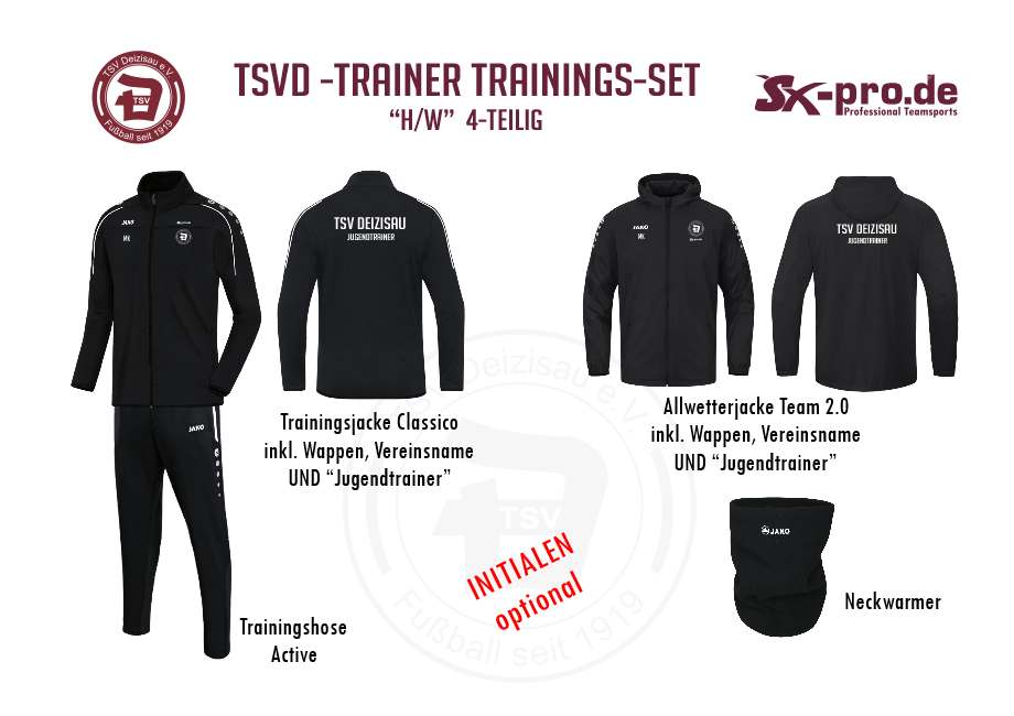 Trainings-SET TRAINER "H/W" inkl. Druck (Initialen optional) | Trainer ...